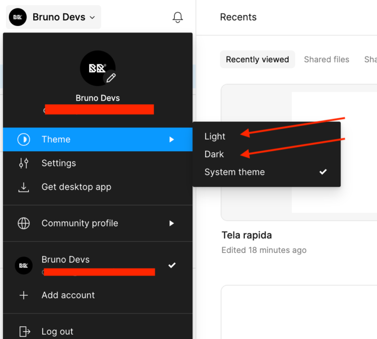 Mudando a Cor do Tema e Cor de Fundo da Tela no Figma - Bruno Devx - BR Criativus